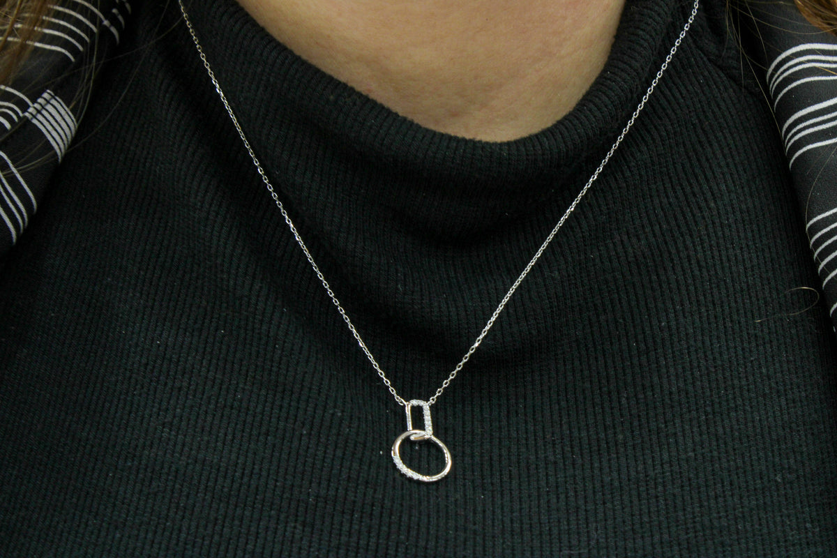 Interlocking Circle And Rectangle Design Necklace – Wine Wednesday Jewelry