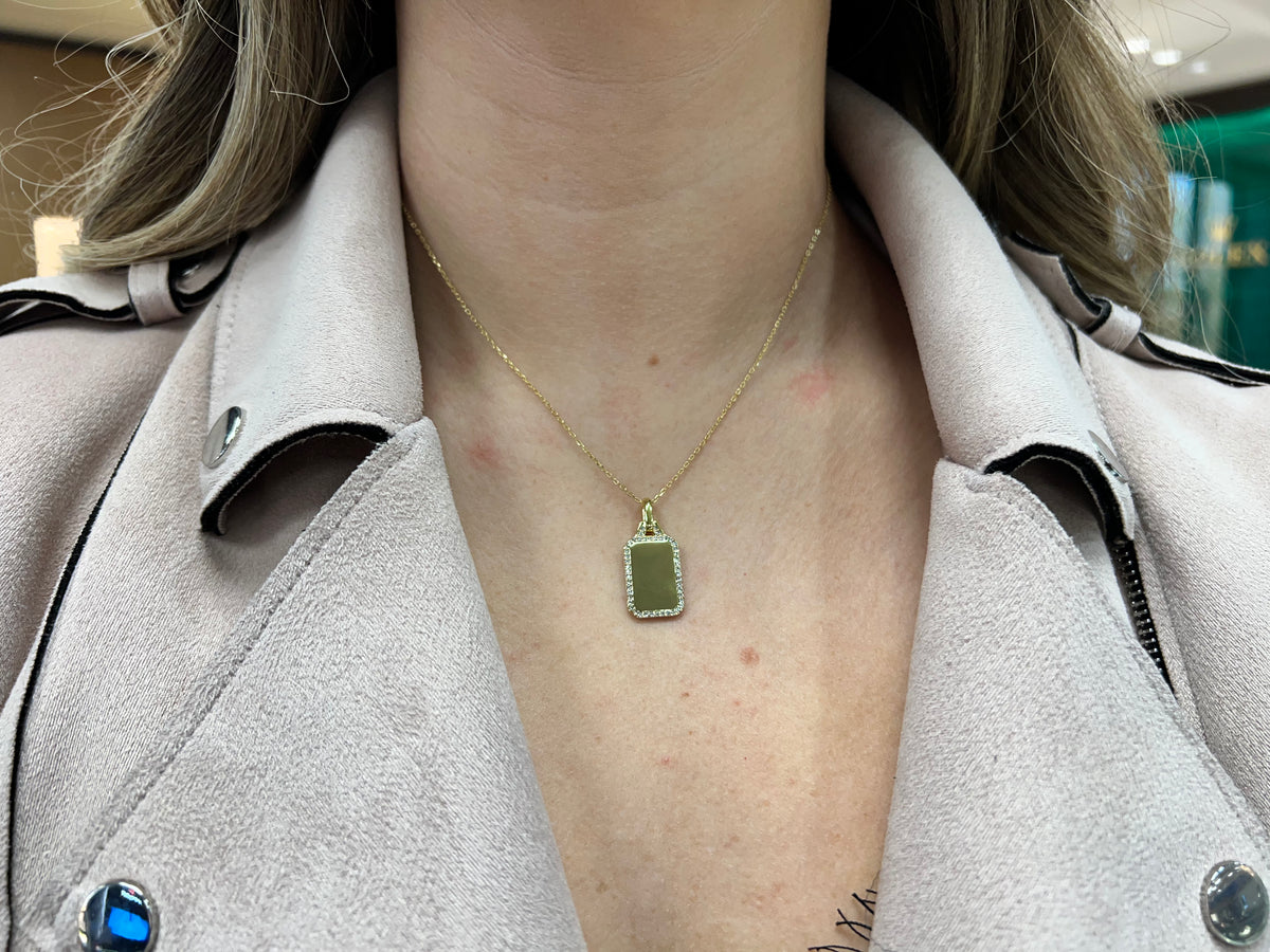 Exclusively Silver Rectangle Tag Pendant With A Cz Border – Wine ...